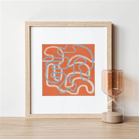 Red And Blue Squiggly Lines Wall Art Printable Abstract Etsy