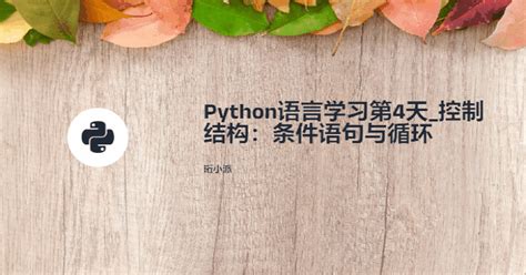 Python语言学习第4天控制结构：条件语句与循环 个人文章 Segmentfault 思否