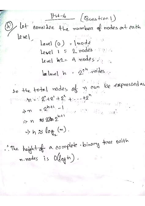 cse 225 ahbb hw6 question1 a let consider the number of nodes at