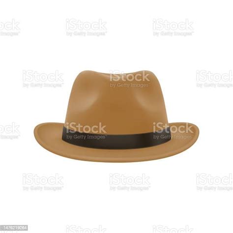 벡터 3d 현실적인 브라운 빈티지 클래식 신사 모자 모자 아이콘 근접 촬영 정면도 망 남녀 공용 모자 디자인 서식 파일입니다 벡터 일러스트 레이 션 0명에 대한 스톡 벡터
