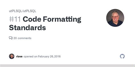 Code Formatting Standards · Issue 11 · Utplsqlutplsql · Github