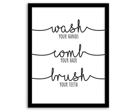 Wash Your Hands Comb Your Hair Brush Your Teeth Printable Etsy