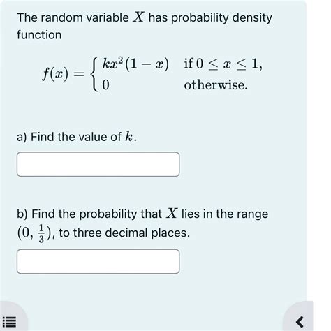 Solved The random variable x ﻿has probability density | Chegg.com