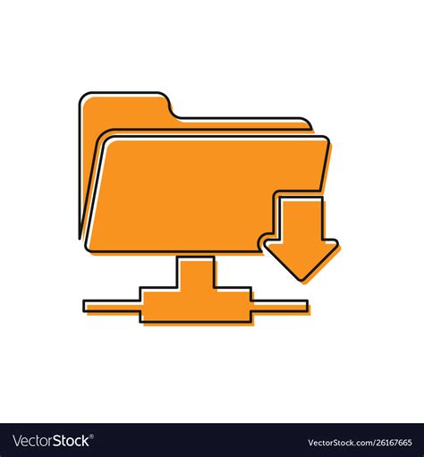 orange ftp folder download icon on white vector image