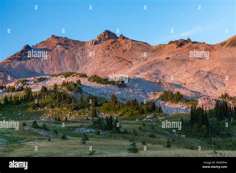 The Goat Rocks Illuminated In The Last Light Of The Setting Sun Goat