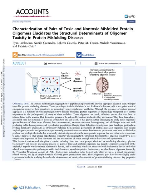 Pdf Characterization Of Pairs Of Toxic And Nontoxic Misfolded Protein