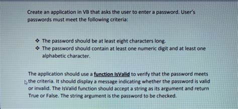 Solved Create An Application In Vb That Asks The User To