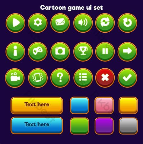 set of awesome gaming ui button candy style game art icons with ui