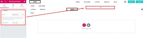 how to add a canvas button to the header javo theme documentation