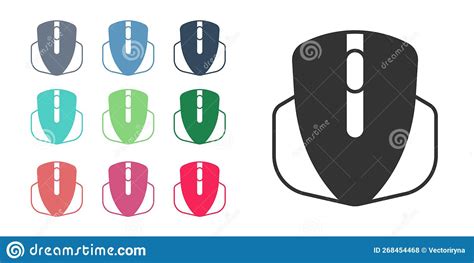 Black Computer Mouse Gaming Icon Isolated On White Background Optical With Wheel Symbol Set