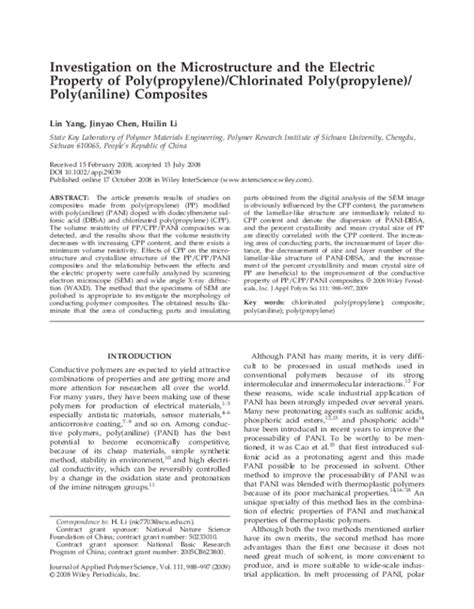 Pdf Investigation On The Microstructure And The Electric Property Of Poly Propylene