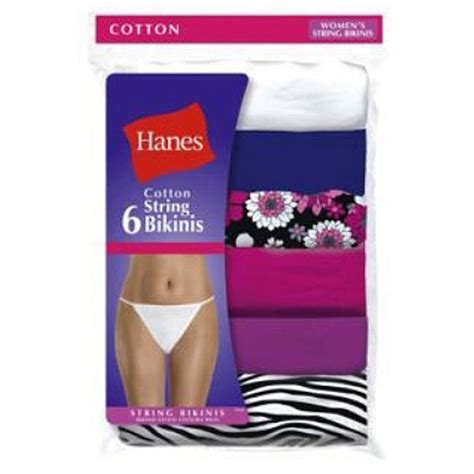 12 Pairs Hanes 100 Cotton String Bikinis Tanga