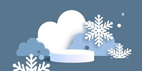 크리스마스와 새해 3d 포디움 장면 또는 최소한의 기하학적 구름파스텔 배경받침대 눈송이 모양 디스플레이 제품 모형 디자인을위한 종이 컷 공예 스튜디오를 형성 파랑 0명에