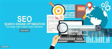 Flat Illustration Web Analytics Design Seo Optimization Stock