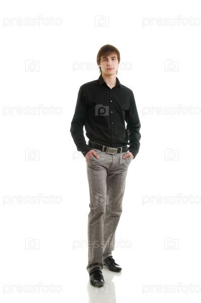 Фотография на тему Портрет молодого человека в полный рост изолировано на белом фоне Pressfoto