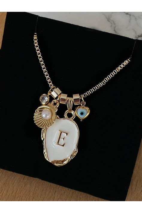 Jelly Kadın Gold Renk Altın Kaplama Kişiye Özel Beyaz Mineli Zirkon Taşlı Nazar Boncuklu Harf