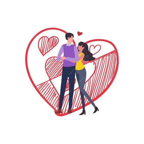 La Pareja Está De Pie En Una Pose Romántica Vector Premium
