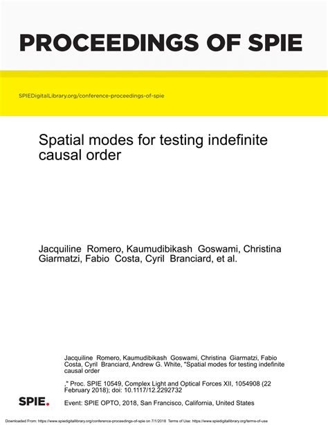 Pdf Spatial Modes For Testing Indefinite Causal Order