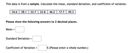 Solved This Data Is From A Sample Calculate The Mean Chegg