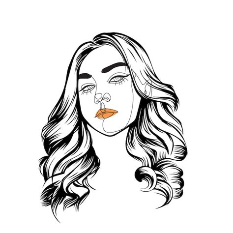 premium vector line art object girl