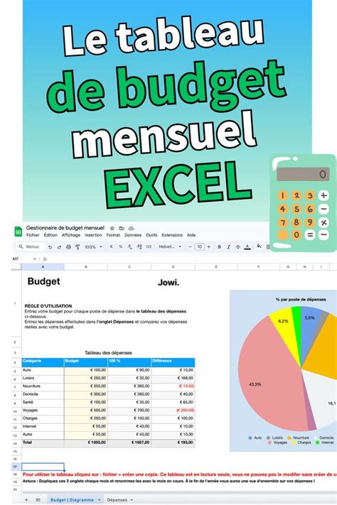 Tableau De Budget Mensuel Excel And Sheets Pour Gérer Ses Dépenses Budget Mensuel