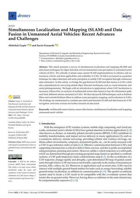 Pdf Simultaneous Localization And Mapping Slam And Data Fusion In