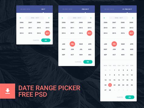 Date Range Picker Free Psd By Zeljko Stanojevic On Dribbble