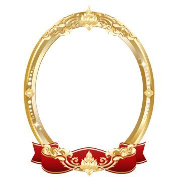 Thai Retro Frame Pattern Exotic Border Gold Red
