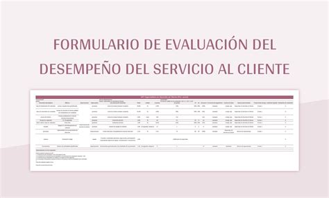 Plantilla De Excel Formulario De Evaluación Del Desempeño Del Servicio