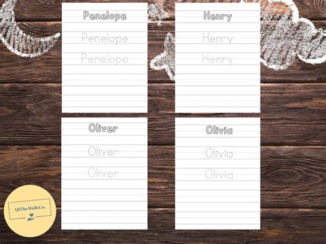 Custom Name Tracing Printable Sheet Etsy