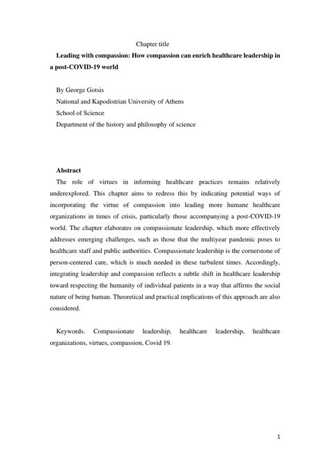 Pdf Leading With Compassion