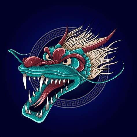 Premium Vector Dragon Face Head Illustration