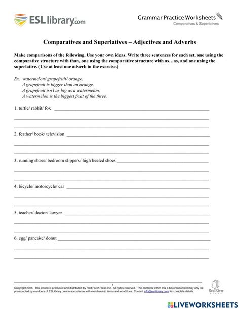 Comparatives And Superlatives Online Exercise For Intermediate Live