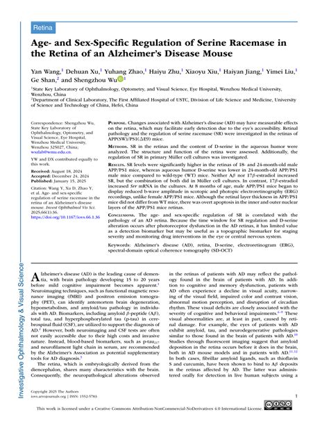 Pdf Age And Sex Specific Regulation Of Serine Racemase In The Retina Of An Alzheimers