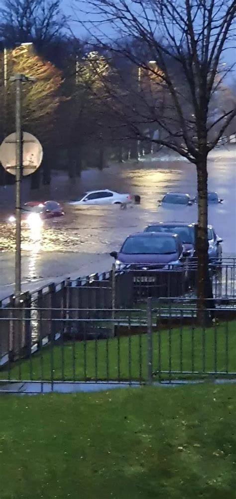 Heavy Flooding Leaves Streets In Dumfries Submerged In Water As Police