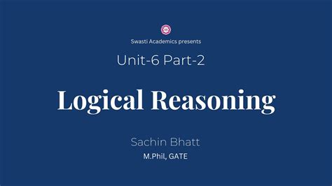 Unit 6 Part 2 Logical Reasoning Ugc Netjrf Paper 1 Youtube