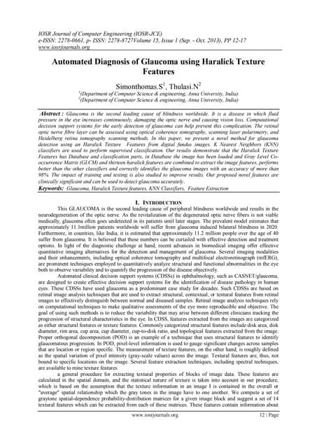 Glaucoma Disease Diagnosis Using Feed Forward Neural Network Pdf