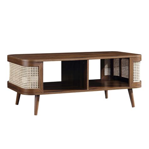 Izzy Curved Rattan Coffee Table Walnut Daals