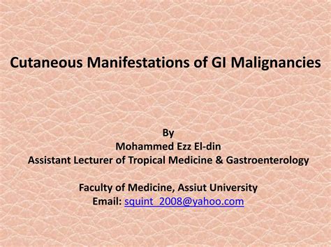 Cutaneous Manifestations Of Gi Malignancies Pptx
