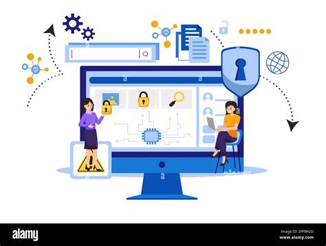 Digital Data Protection Design Vector Cyber Security Illustration Background Cloud Computing