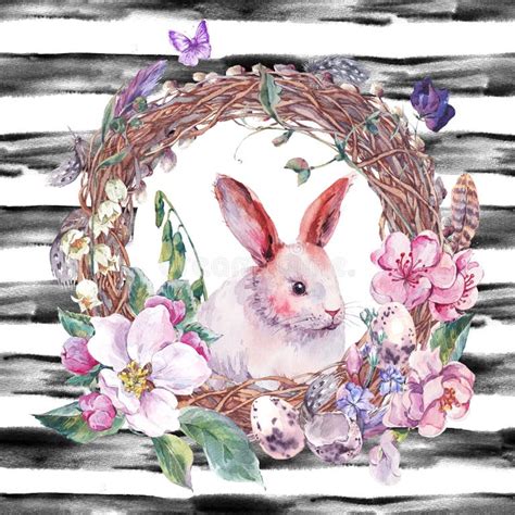Watercolor Pussy Willow Wreath Stock Illustrations 303 Watercolor
