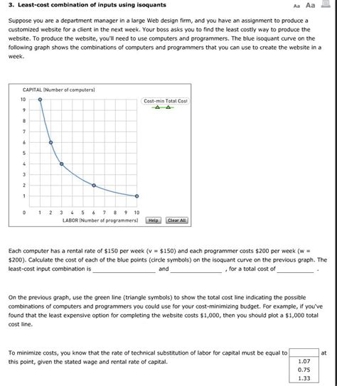 solved 3 least cost combination of inputs using isoquants