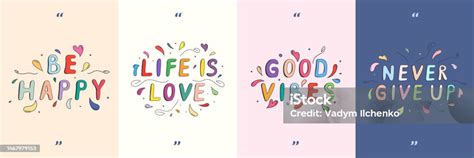 벡터 그림입니다 미니멀리스트 인용문 포스터 세트 괄호 안의 격리된 텍스트 손으로 그린 배경을 컬러로 지정합니다 포스터 책 표지 잡지 전단지 브로셔의 디자인 요소 동기 부여