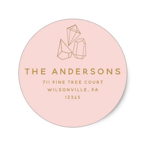Gold Gemstones Pink Round Return Address Labels Zazzle Address