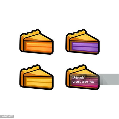 Cute Cartoon Pie Slices Set Vector Cartoon Illustration Stock Illustration Download Image Now