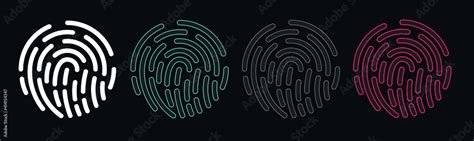 Vector Fingerprint Icons Set Isolated Sci Fi Future Identification
