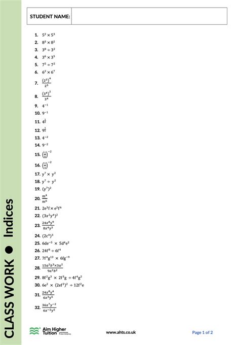 Indices Number Ks3 Gcse Teaching Resources