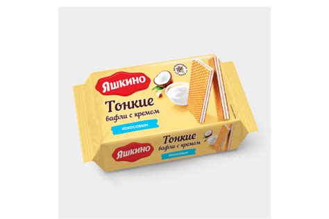 Вафли тонкие «Яшкино» с кокосовым кремом, 144 г – купить по приятной ...