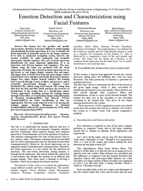 emotion detection and characterization using facial features pdf