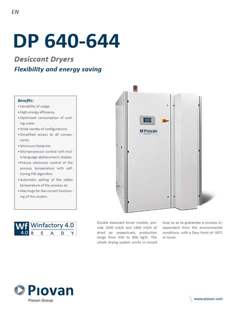 Piovan Dp640 644 Dryer Overview Pdf Engineering Thermodynamics